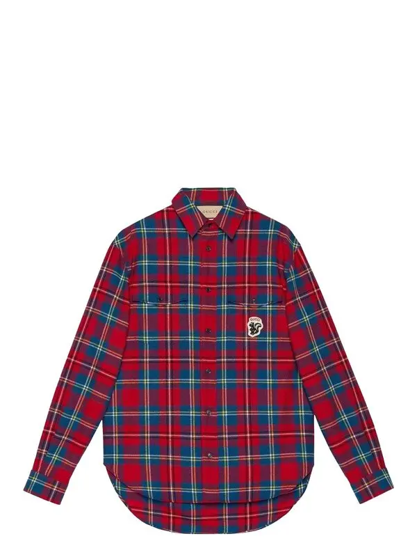 Gucci Tartan Shirt With Skunk Detail - Red