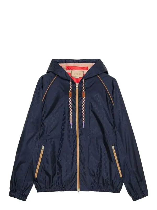 Gucci Technical Gg Hooded Jacket - Blue