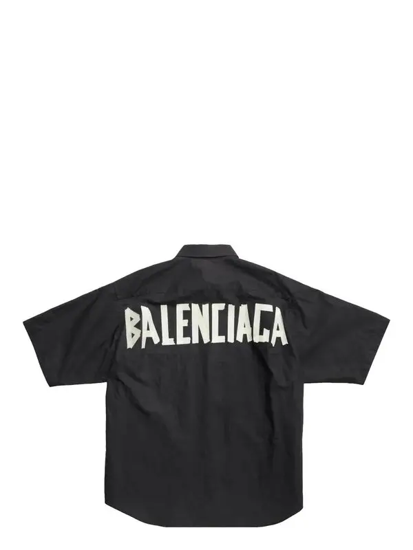Balenciaga Tape Type Short Sleeve Shirt Large Fit - Black