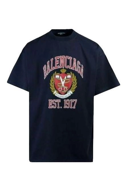 Balenciaga Est. 1917 College Logo Print Cotton T-shirt - Black