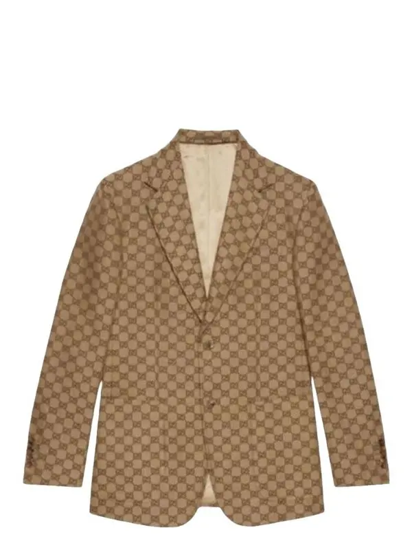 Gucci Gg Supreme Linen Formal Jacket Ebony - Beige