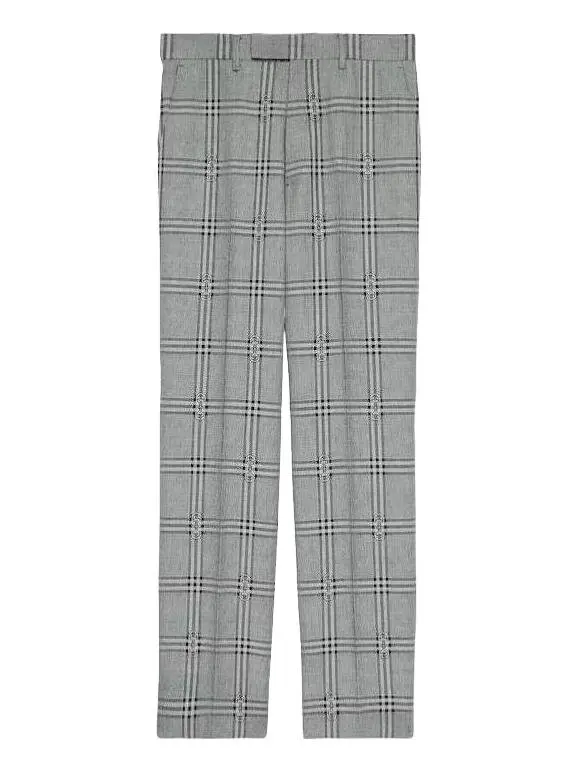Gucci Horsebit Check Wool Tailored Pant - Grey