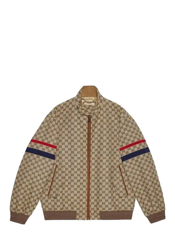 Gucci Gg Cotton Canvas Zip Jacket - Beige/blue