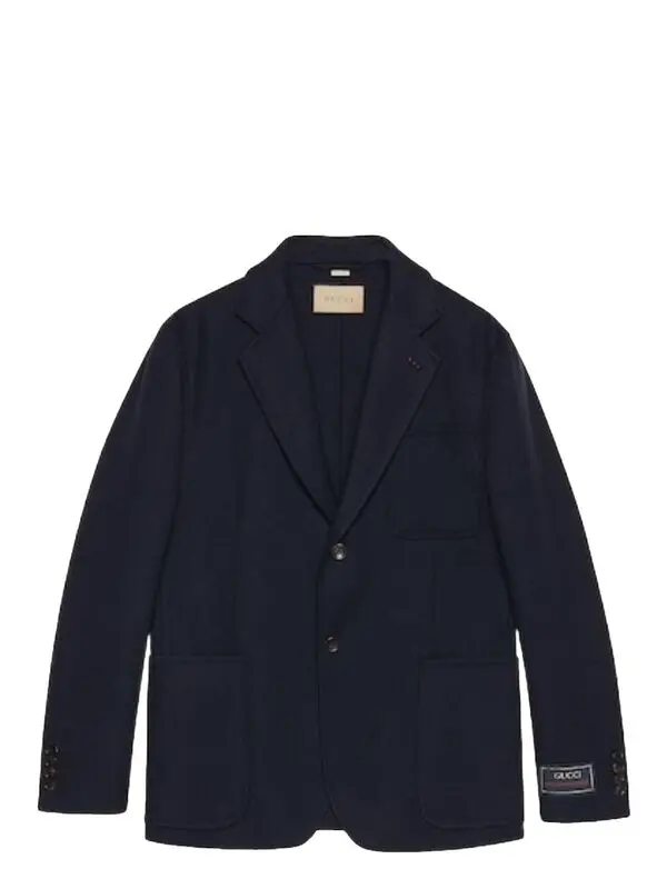 Gucci Lightweight Wool Blazer With Web Label - Dark Blue