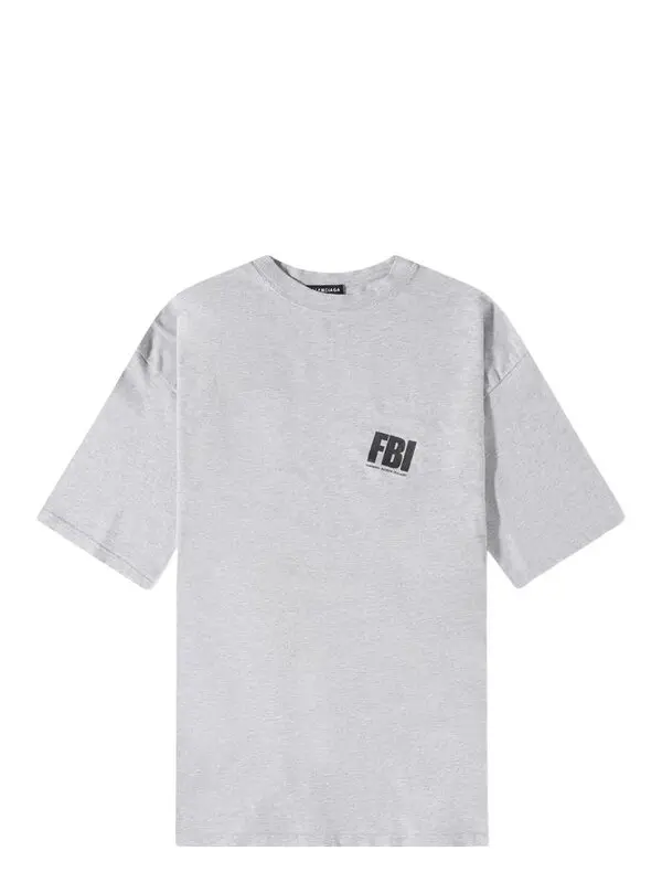 Balenciaga Fbi Oversized T-shirt 'heather Grey Black - Heather Grey/black