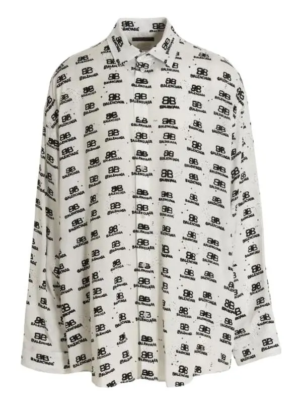 Balenciaga Bb Icon Poplin Shirt 'white Black - White/black