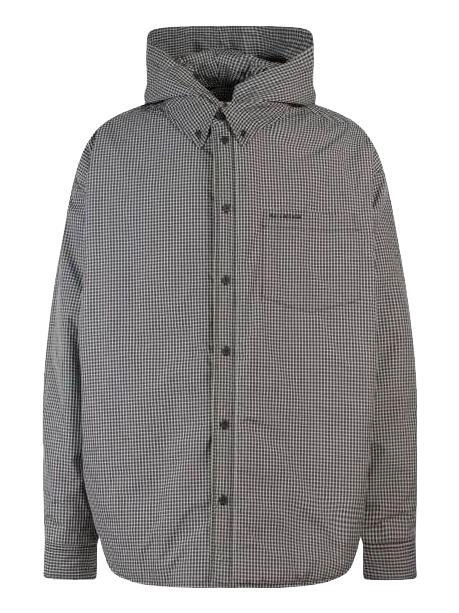 Balenciaga Plaid Hooded Shirt Jacket - Black/white