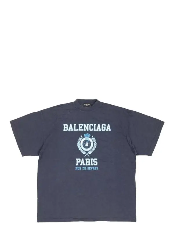 Balenciaga College Crest Oversized T-shirt - Navy