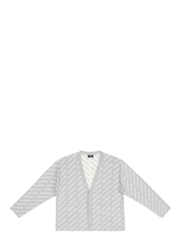 Balenciaga Mini Allover Logo Cardigan - Light Grey/white