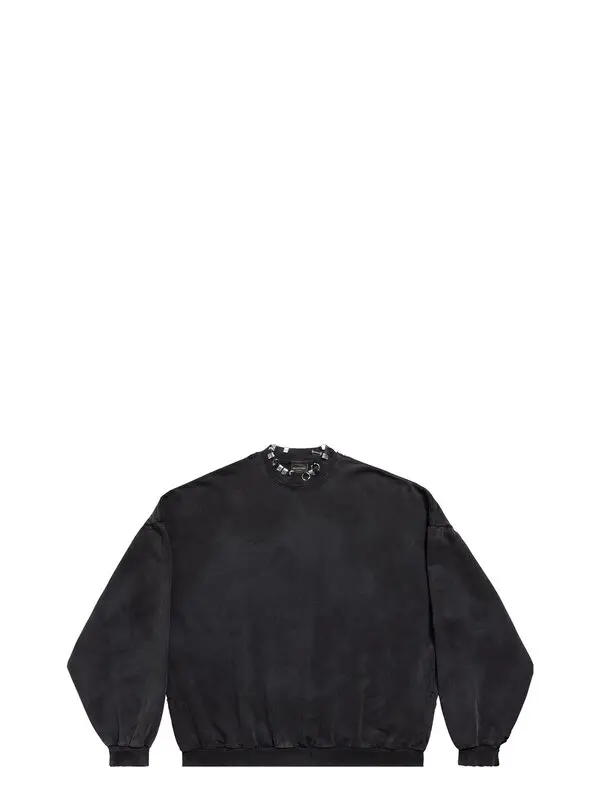 Balenciaga Pierced Round Oversized Sweatshirt - Black Faded
