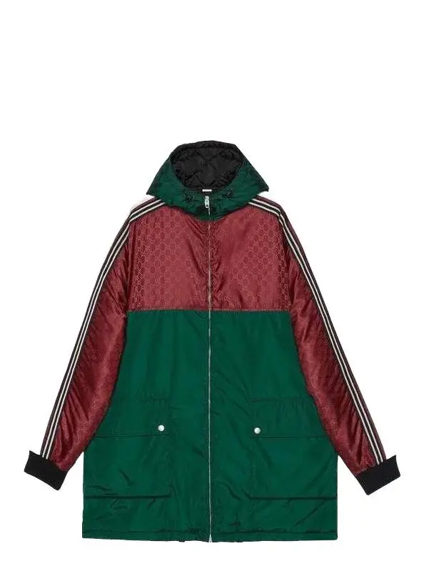 Gucci Gg Jacquard Nylon Jacket - Green/red