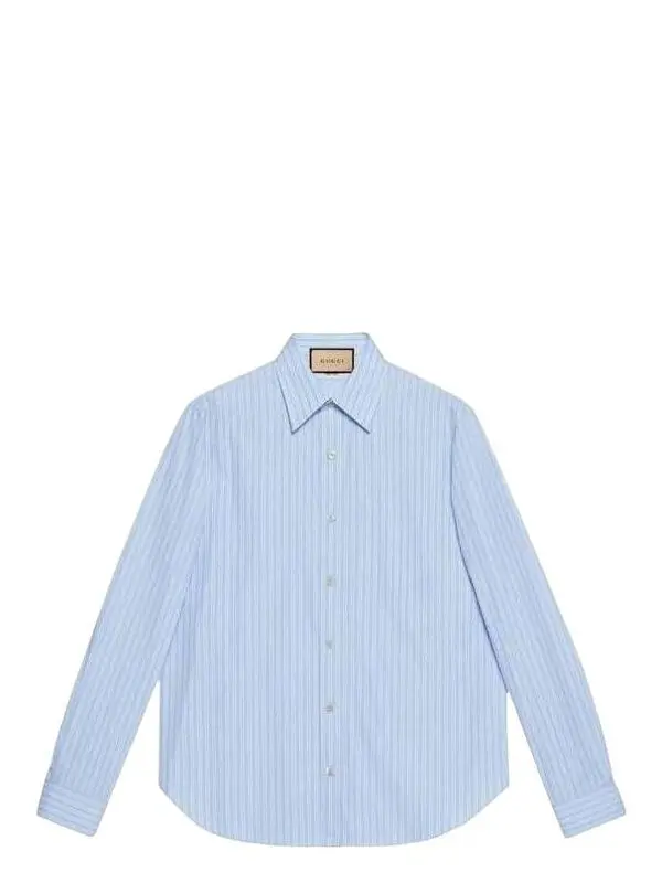 Gucci Striped Cotton Shirt With Pocket 'blue White - Blue/white