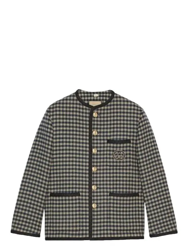 Gucci Wool Gingham Jacket - Beige/blue