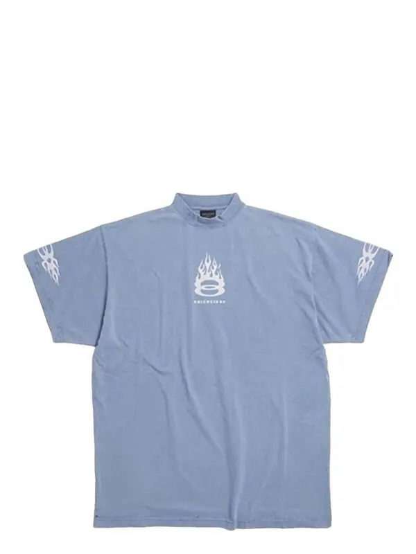 Balenciaga Burning Unity T-shirt Oversized - Light Blue