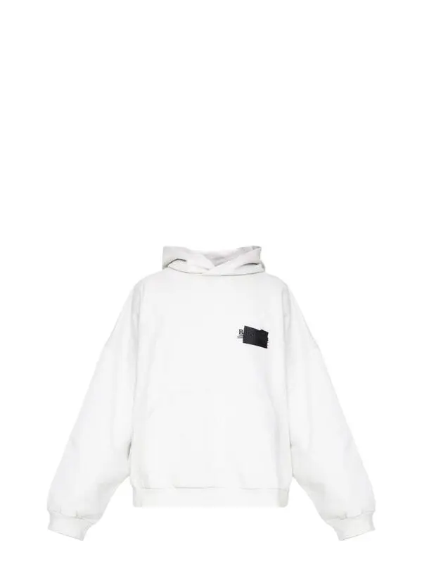 Balenciaga Oversized Hoodie With Graphic Detail - Ecru