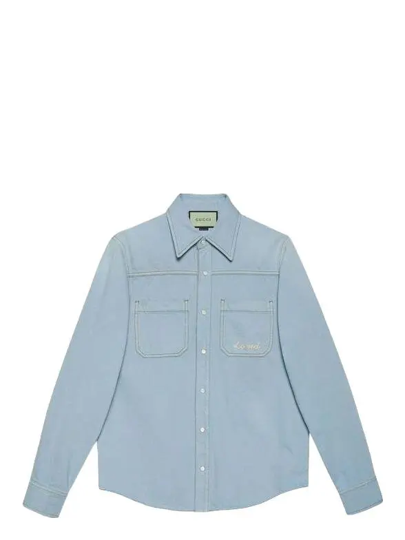 Gucci Les Pommes Oxford Cotton Shirt - Blue