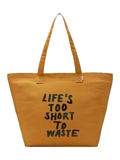 CONVERSE Renew Life's Too Short To Waste Canvas Tote Bag - Brown