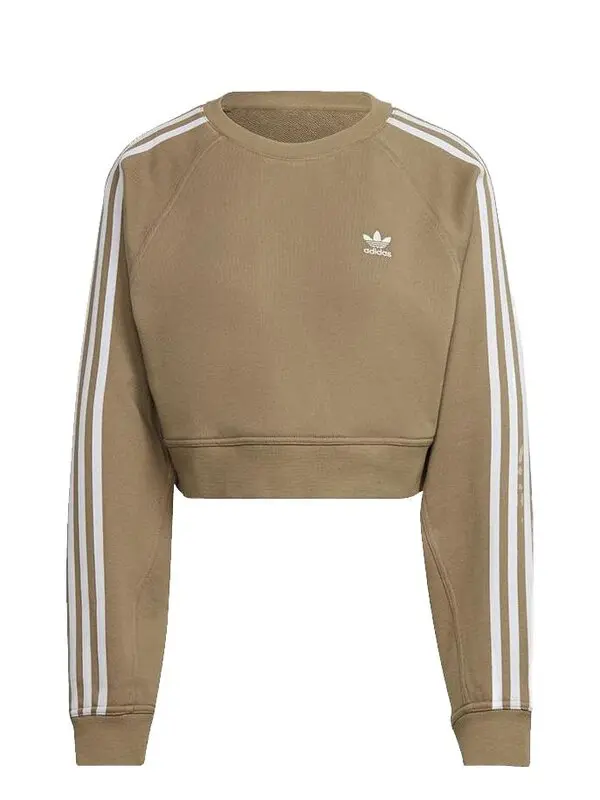 Adidas Originals Cropped Sweatshirt With Three-stripes Detail - Green/white