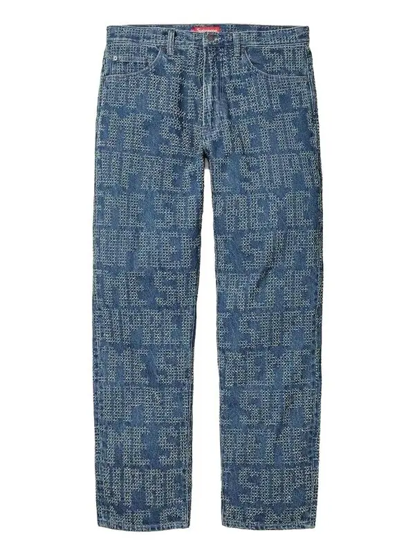 Supreme Fw23 Week4 Needle Punch Regular Jean Pants - Blue