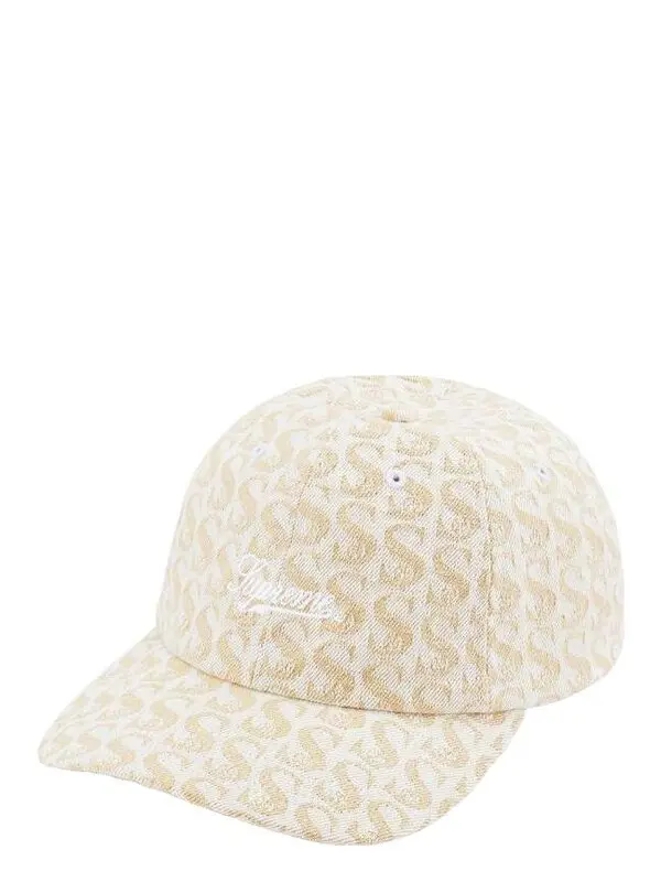 Supreme Monogram Denim 6-panel Cap - White/gold