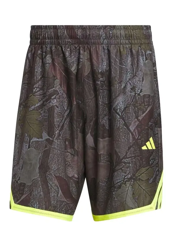 Adidas Camouflage Print Athletic Shorts - Black/solar Lemon