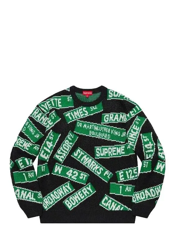 Supreme Street Signs Sweater - Black/green
