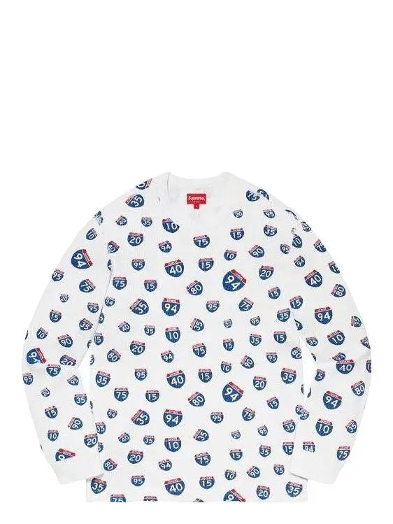 Supreme Interstate Waffle Thermal - White/blue/red