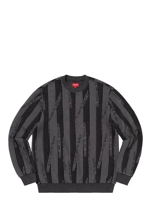 Supreme Textured Stripe Crewneck - Black/grey