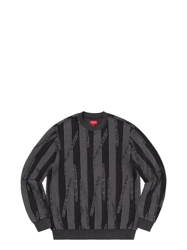 Supreme Textured Stripe Crewneck - Black/grey