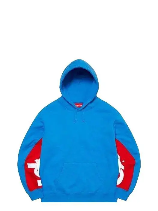 Supreme Paneled Hooded Sweatshirt - Blue/red/white