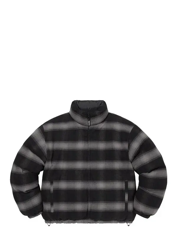 Supreme Flannel Reversible Puffer Jacket - Black/grey