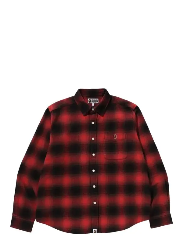 A BATHING APE One Point Ombre Check Relaxed Fit Long-sleeve Shirt 'red - Red/black
