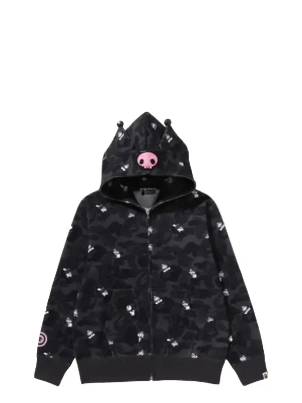 A BATHING APE X Kuromi Camo Full Zip Hoodie - Black