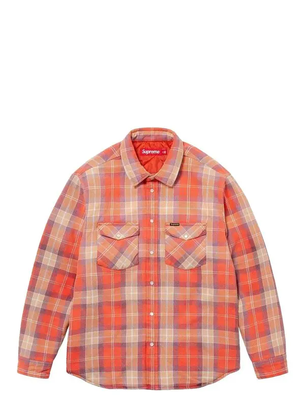 Supreme Quilted Flannel Snap Shirt 'orange Yellow - Orange/yellow