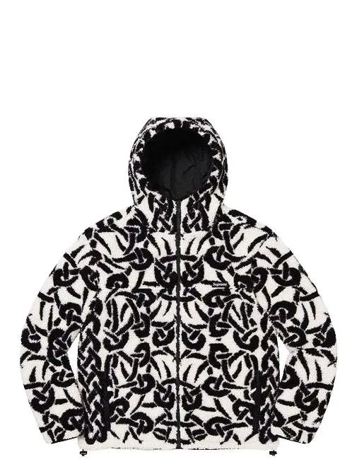 Supreme Celtic Knot Reversible Windstopper Fleece Hooded Jacket - White/black