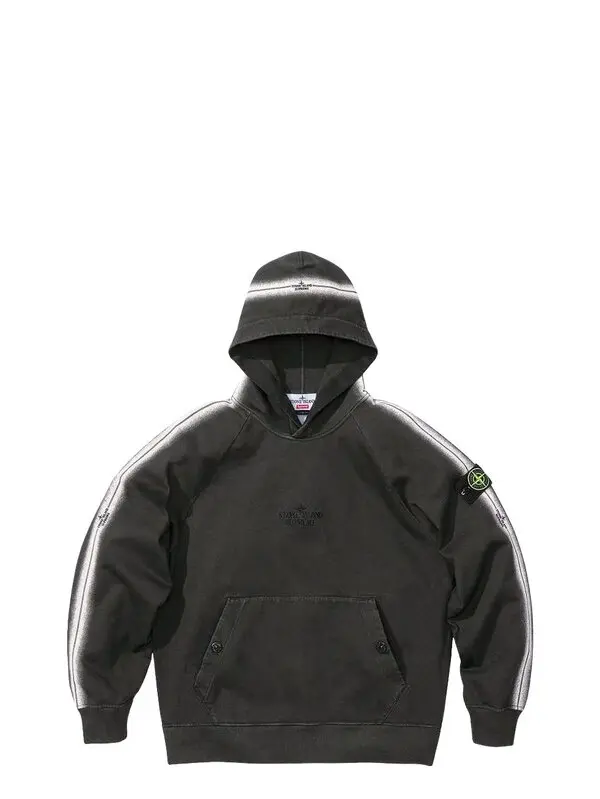 Supreme X Stone Island Stripe Hooded Sweatshirt - Black/white
