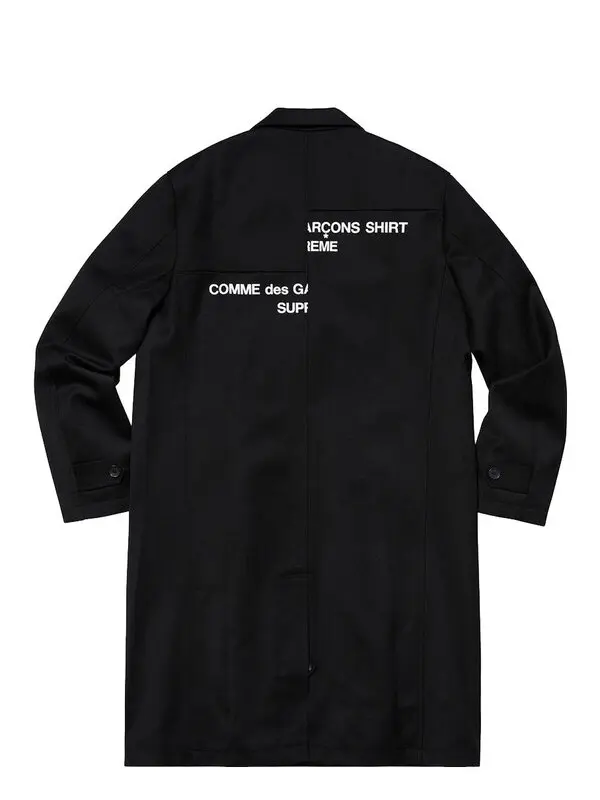 Supreme Fw18 X Comme Des Garcons Shirt Wool Overcoat - Black