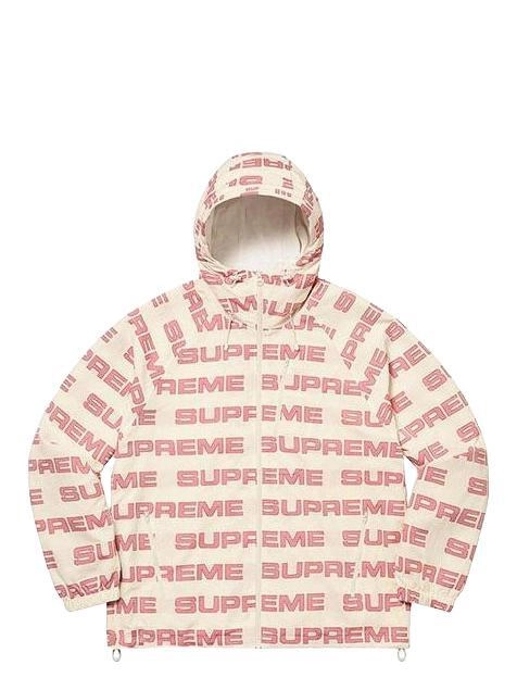 Supreme Logo Ripstop Hooded Track Jacket - White/pink