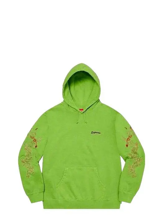 Supreme Dragon Overdyed Hooded Sweatshirt - Green/red