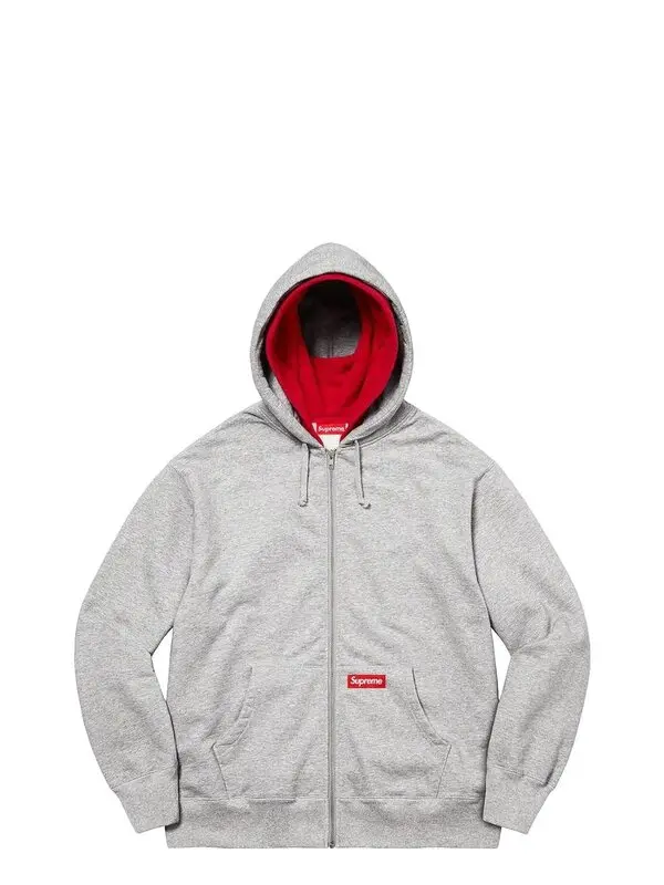 Supreme Double Hood Facemask Zip Up Hooded Sweatshirt - Grey/red