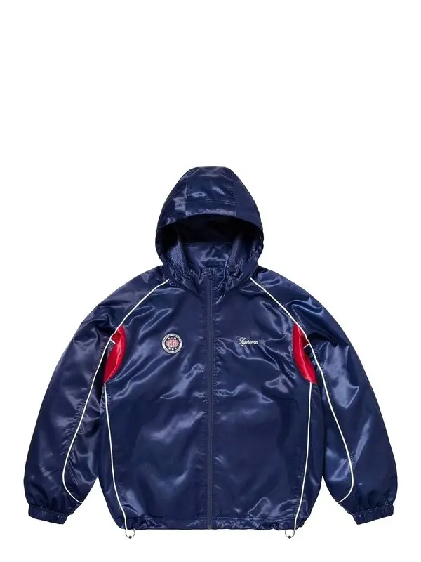 Supreme Satin Hooded Track Jacket - Navy