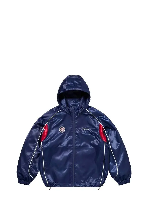 Supreme Satin Hooded Track Jacket - Navy