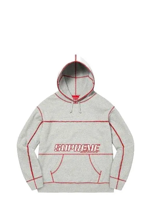 Supreme Coverstitch Hooded Sweatshirt - Grey/red