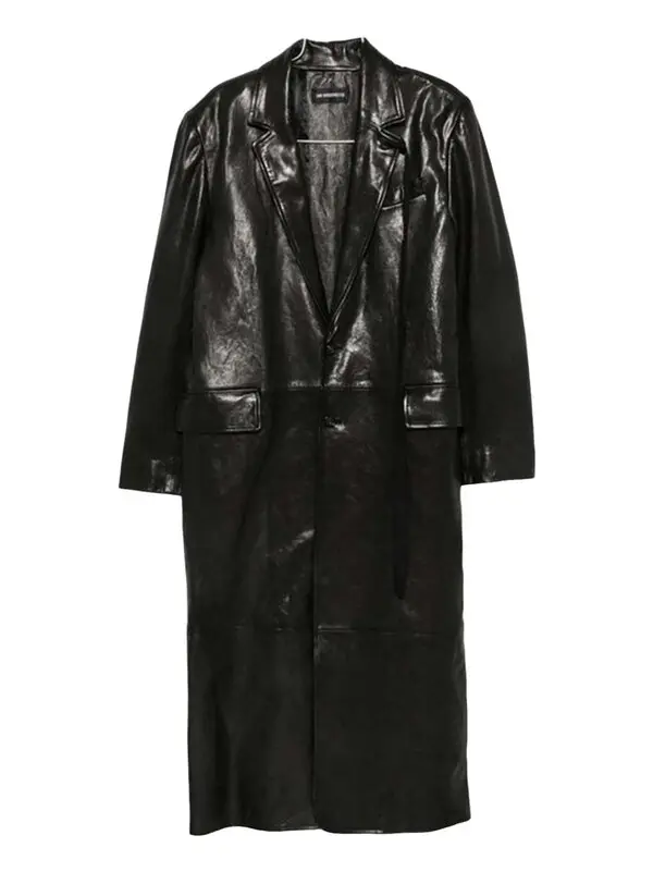 ANN DEMEULEMEESTER Buttoned Leather Coat - Black