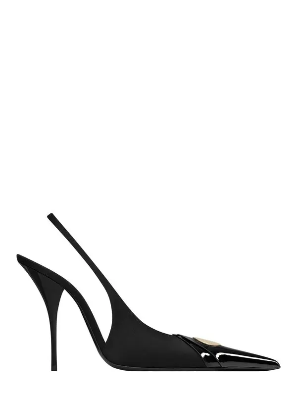 Saint Laurent Louis Slingback Pumps In Patent Leather And Satin - Black