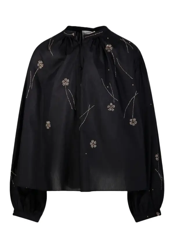 FORTE_FORTE Embroidered Long-sleeve Shirt - Black