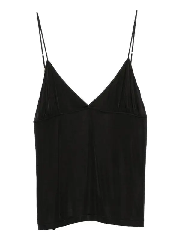 Saint Laurent Sleeveless V-neck Top - Black
