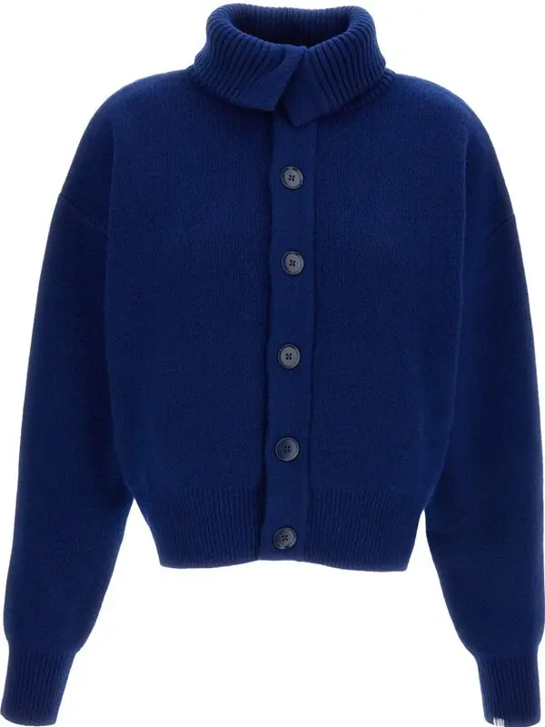 Extreme Cashmere Turtleneck Sweater With Button Detail - Blue