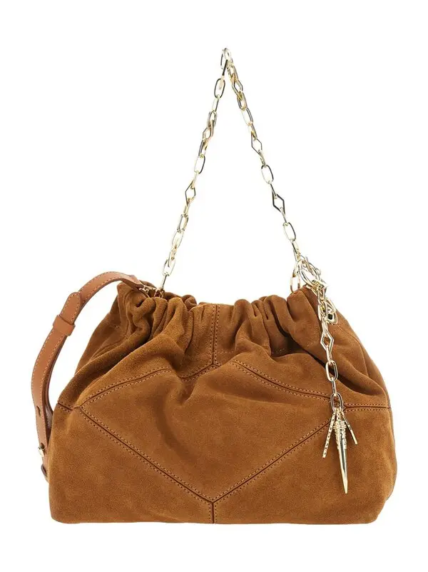 Ba&sh Ruched Chain Strap Shoulder Bag - Beige