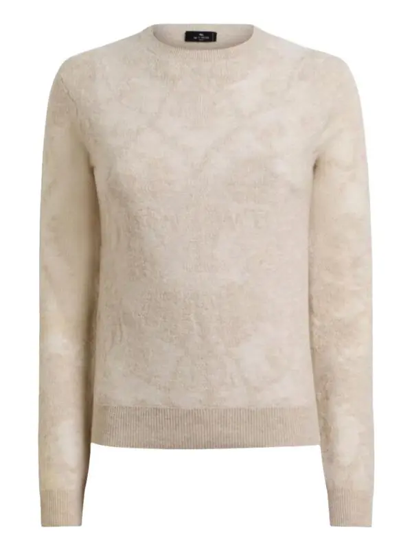 Etro Wool Jacquard Sweater With Placed Motif - Light Brown